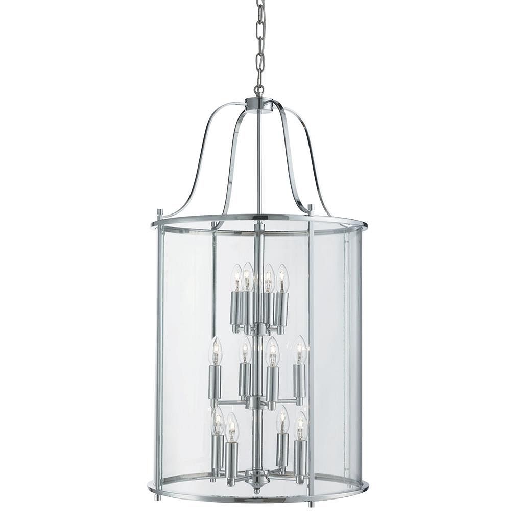 Hakka Giant Chrome Hall Lantern with 12 Lights