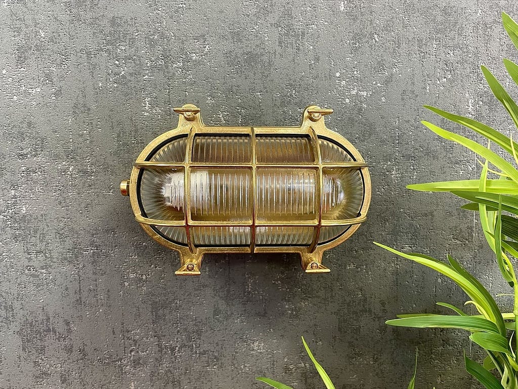 Jetty Large Exterior Bulkhead In Raw Brass Finish