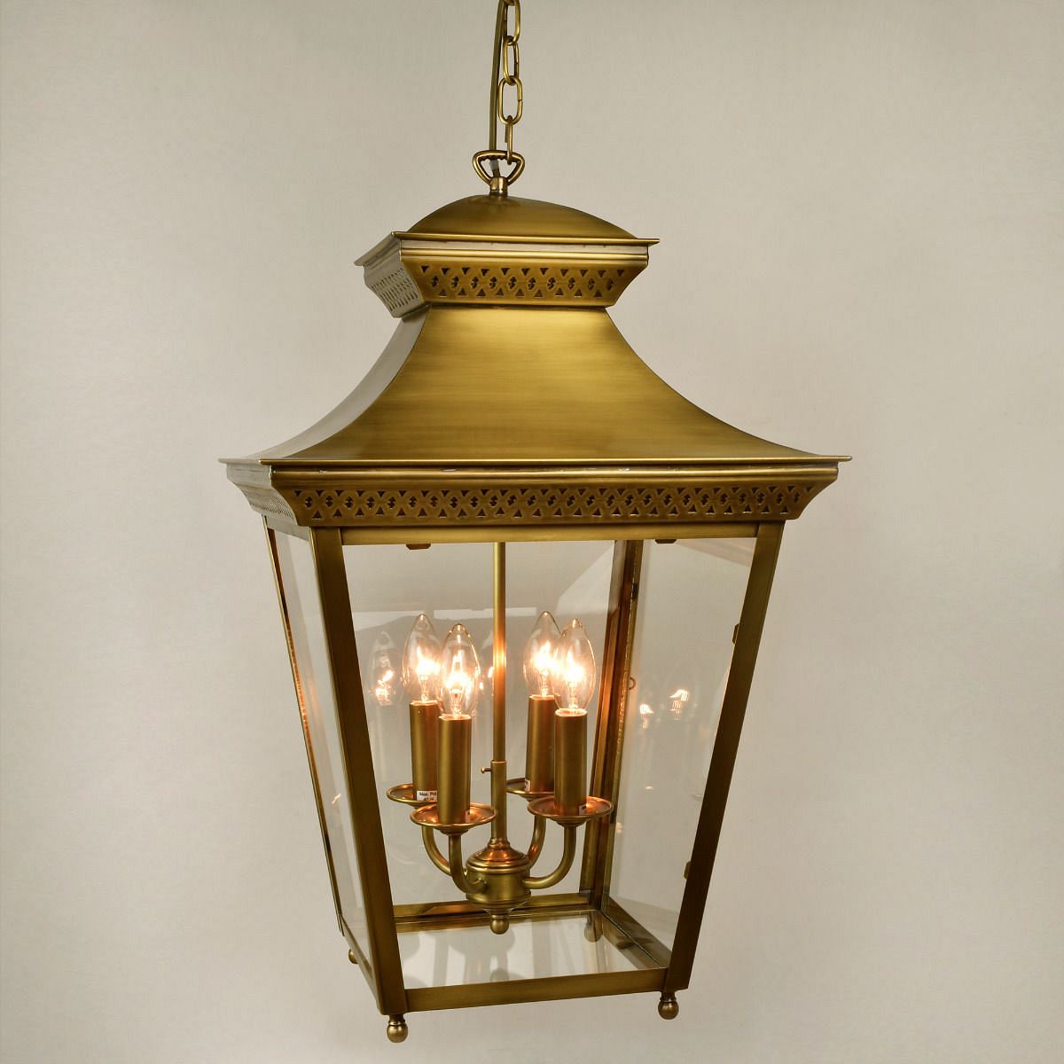 Mayfair Large Square 4 Light Antique Brass Ceiling Lantern
