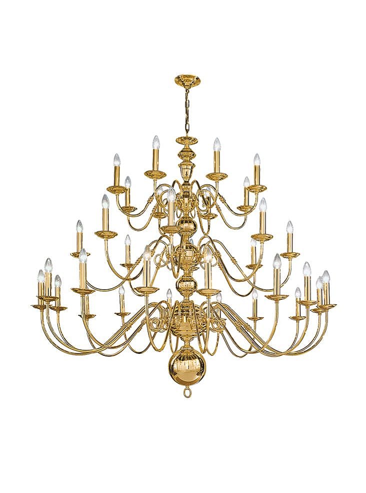 Large Flemish Ceiling Chandelier In Polished Brass Finish 32