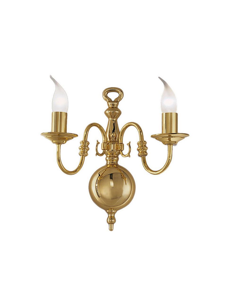 Traditional 2 Light Flemish Wall Light In Polished Brass